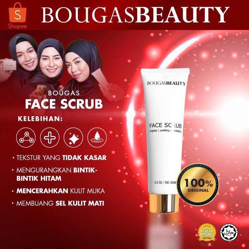 (ORIGINAL) FACE SCRUB BOUGAS BEAUTY | Shopee Malaysia