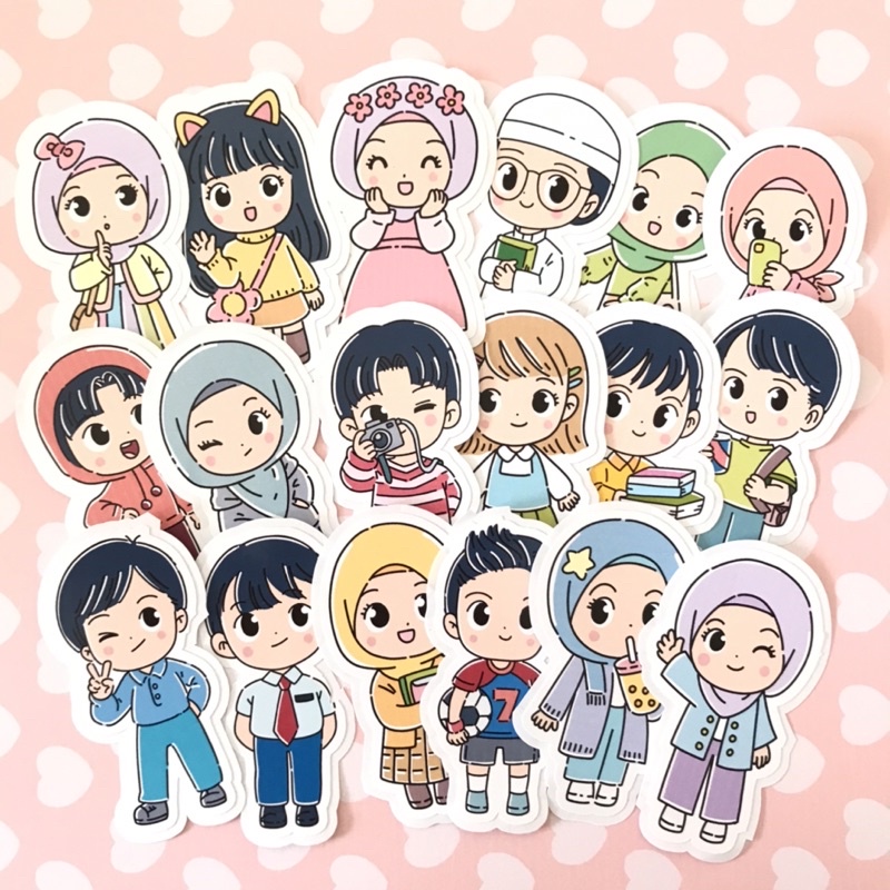 Cute Boy and Girl Stickers | Muslimah Stickers l Planner 2025 Stickers ...