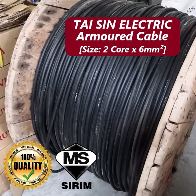 100% PURE COPPER + SIRIM + READY STOCK TAI SIN ELECTRIC 2 Core x 6MM² ...