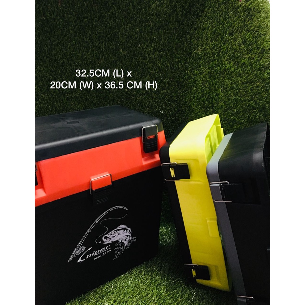 (JOM PANCING) Sniper Fishing Tackle Box #3177 ( RED / NEON YELLOW ...