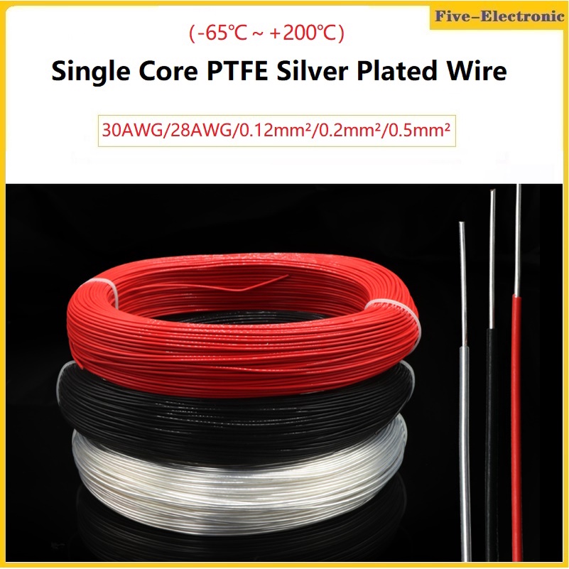 5Meter 30AWG/28AWG/0.12mm²/0.2mm² /0.5mm² High Purity Single Core PTFE Silver Plated Wire OFC ...