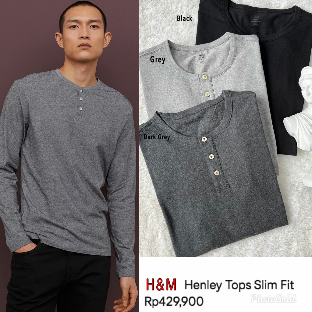 La-a1 Men's T-Shirt Hnm henley longsleeved Tshirt (unisex) | Shopee ...