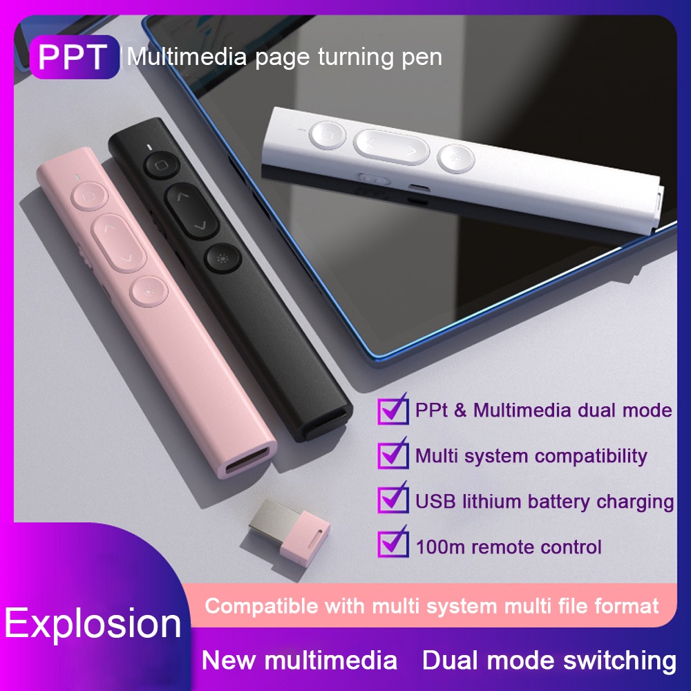 2.4G Wireless PowerPoint Clicker Laser Pointer Remote Control PPT ...