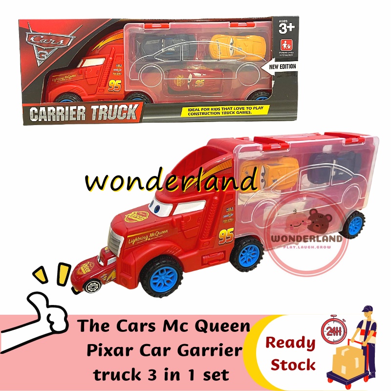 The Cars Mc Queen Pixar Car Carrier truck 3 in 1 set Mainan Lorry Kanak ...