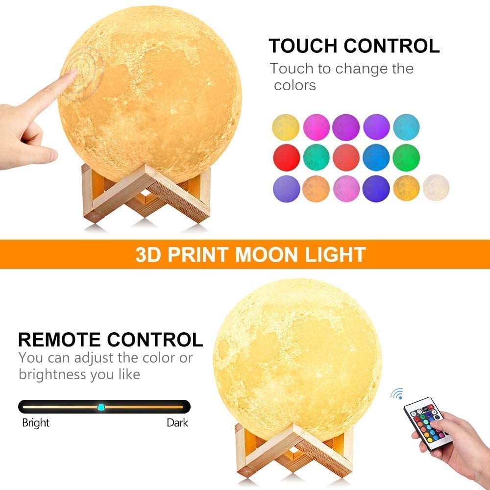 20cm Starry Sky 3D Moonlight Built-in Battery And USB Rechargeable 16 ...