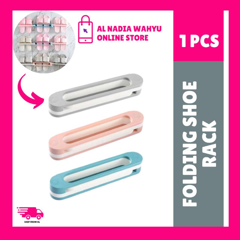 Wall Mounted Folding Slipper Shoe Rack 3 in 1 Rak Selipar Penyangkut ...