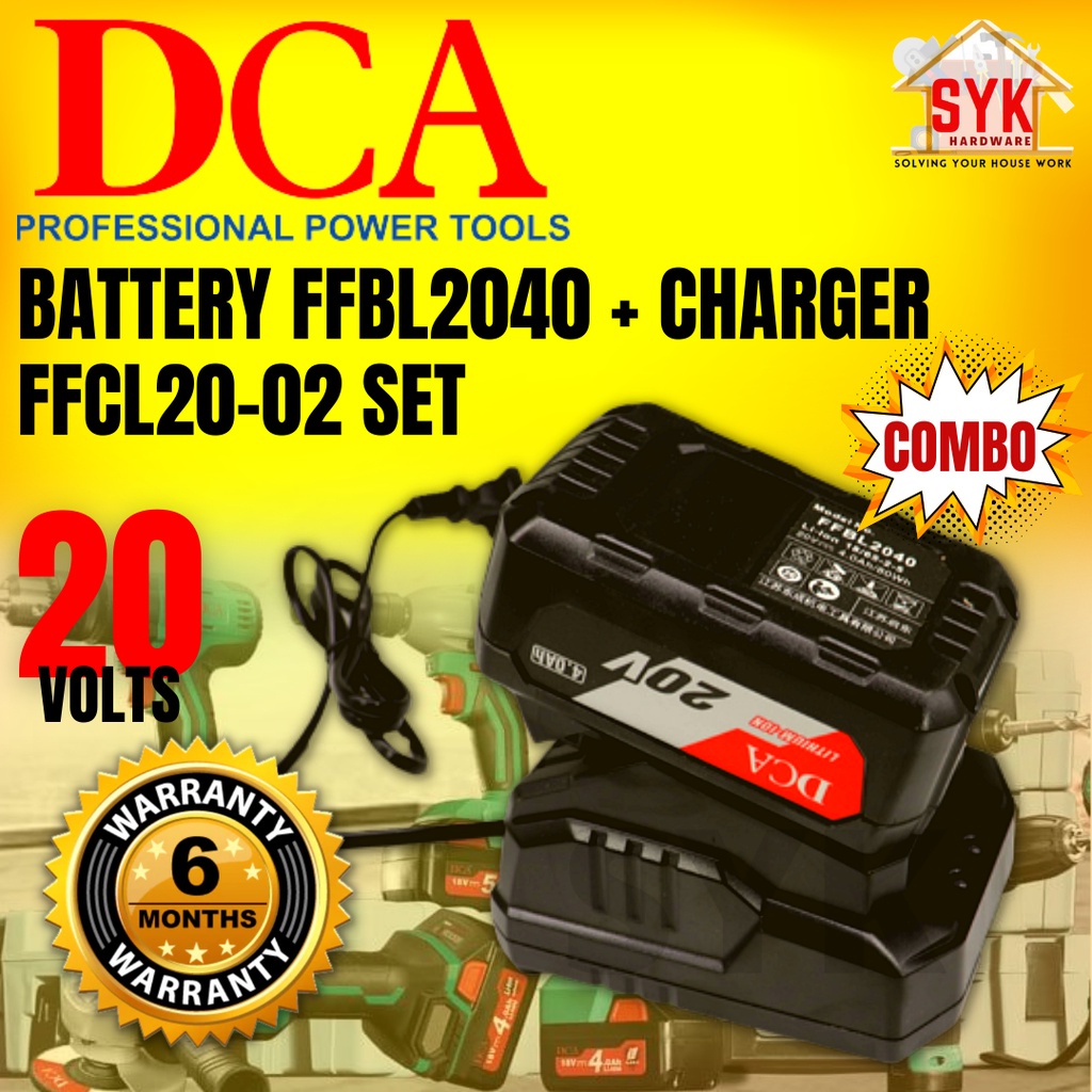 SYK DCA LI-ION Battery 4.0Ah (FFBL2040) + Charger (FFCL20-02) Battery ...