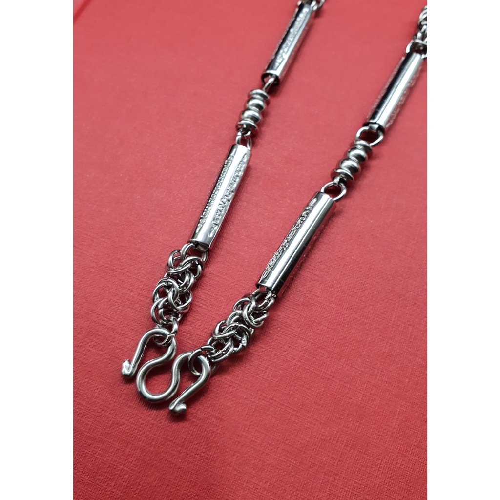 不锈钢佛牌五条经文项链 Stainless Steel Thai Scripture Amulet Necklace 70cm Long ...
