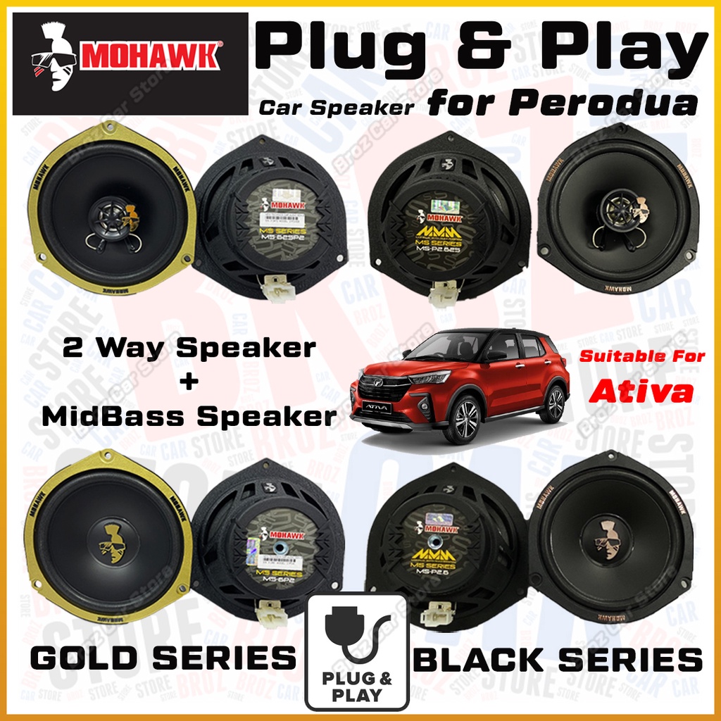 🔥 MOHAWK Plug & Play OEM Front Rear Speaker Kereta Perodua Ativa 6" 2 ...