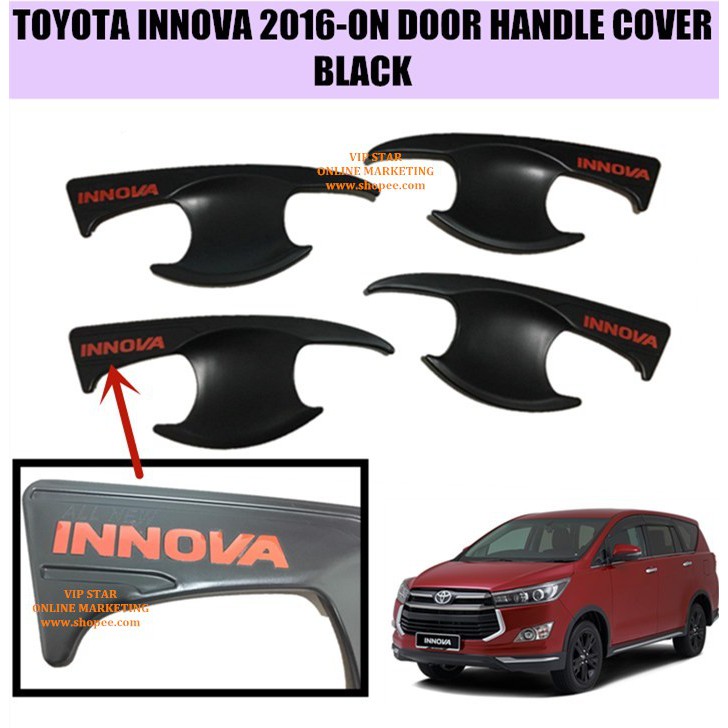 TOYOTA INNOVA 2016-ON DOOR HANDLE COVER BLACK (RED INNOVA WORD ...