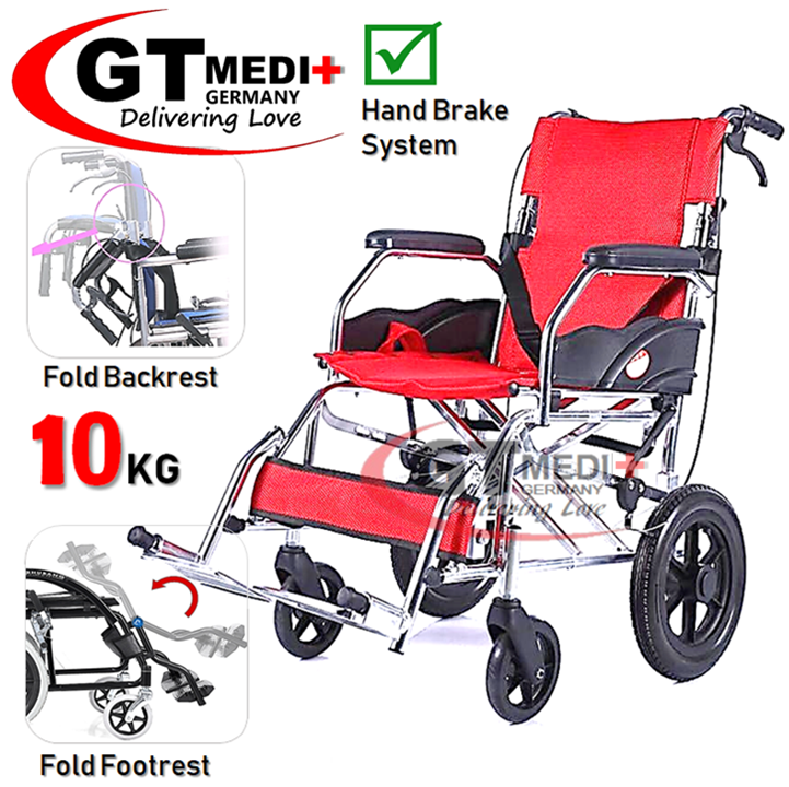 W35-10 GT MEDIT GERMANY Ultra Lightweight Wheelchair Foldable Travel Transport Wheel Chair ...