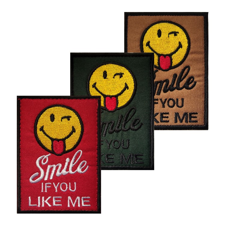 Smiley Face Morale Badge If You Like Me Please Smile At Me Embroidery ...