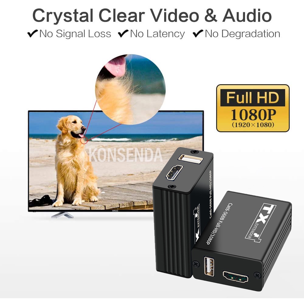 30M HDMI KVM Extender over sing cat6 cable HDMI to Rj45 Extender with 1 ...