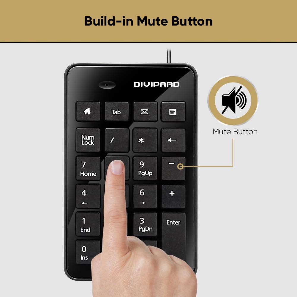 DIVI D500 Wired / Wireless Number Pad USB 23/18 Keys Number Pad Numeric ...