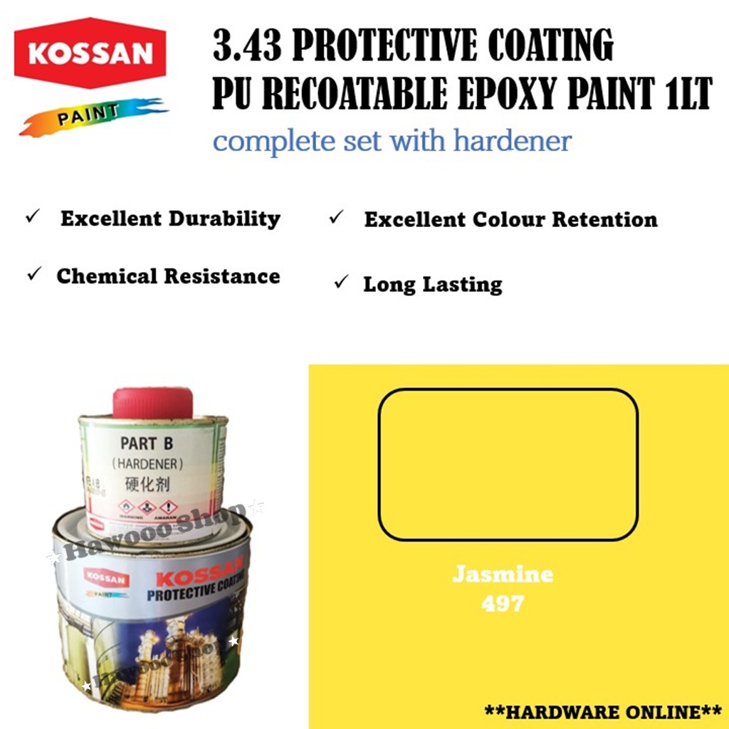 (JASMINE) 1LT KOSSAN PAINT PU PAINT EPOXY PU 3.43 FOR METAL/FLOOR/BOAT ...