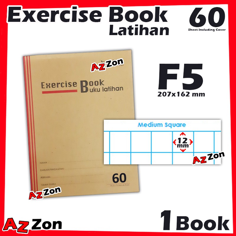 60 Page Buku Latihan School Exercise Book Sekolah Buku Latihan Buku ...