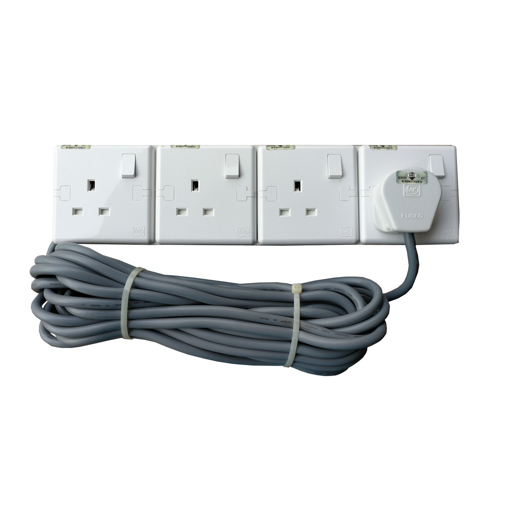 HEAVY DUTY MK 4 GANG SWITCH SOCKET, MK PLUG TOP, 3 METER@5METER@10METER 1.5MM X 3C SIRIM CABLE ...
