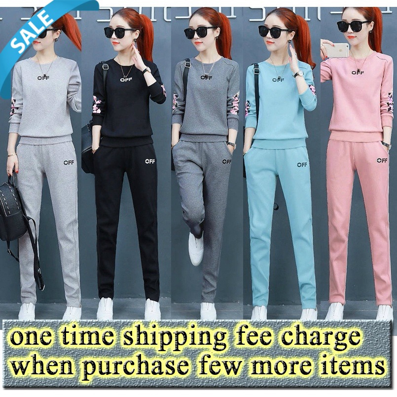 2 Pcs/Set Korean Fashion Women's Set Wear Lady Tracksuit Long Sleeve ...