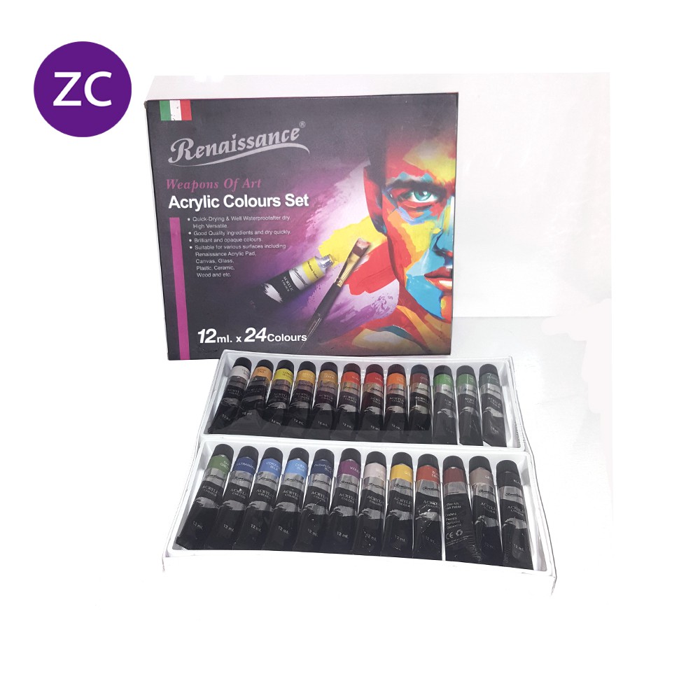 Renaissance (RNS) Artists Quality Acrylic Colour Set - 12ml (12 Colour ...