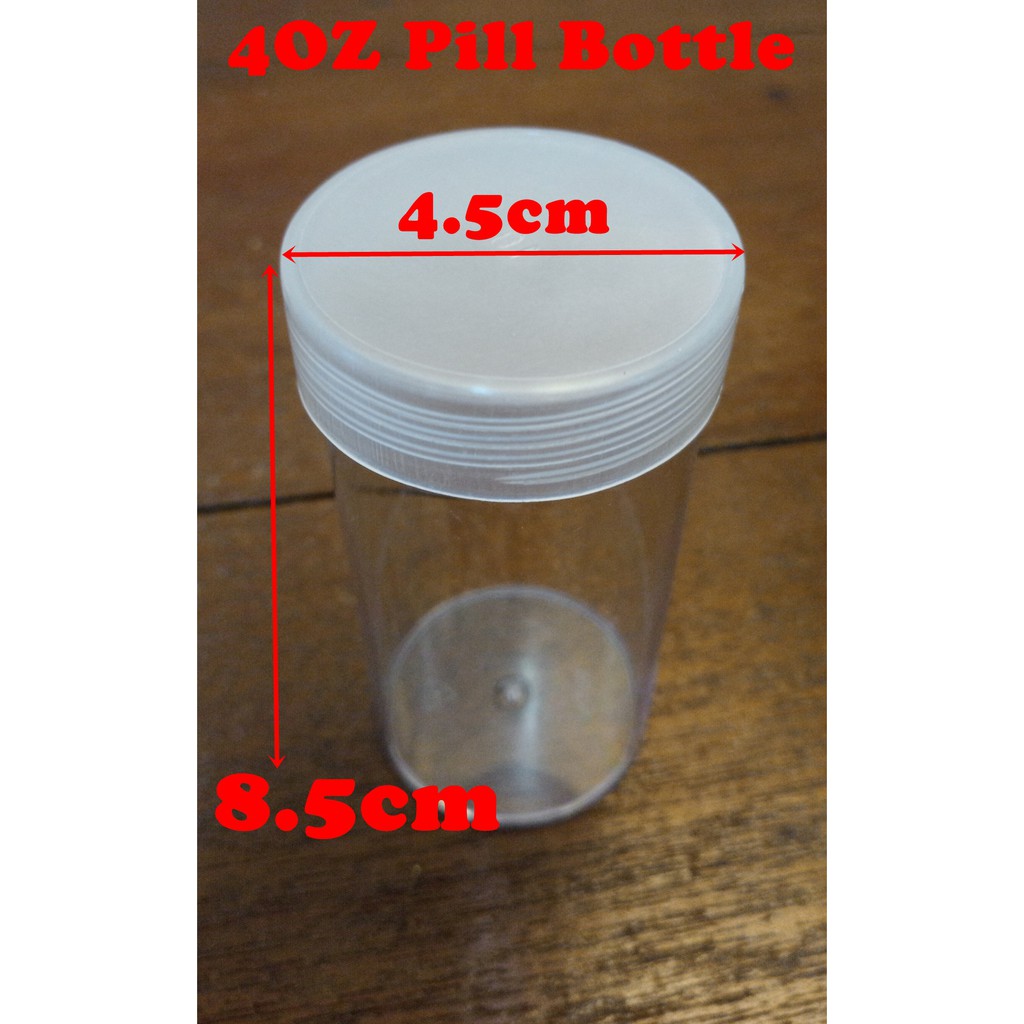 4oz Pil botol/ Empty Pill Box with White/Transparent Screw cap | Empty ...
