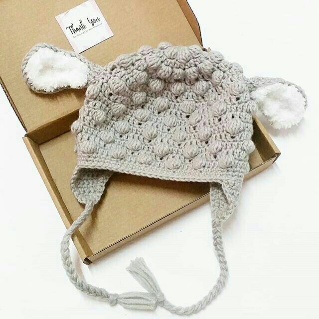 Lamb Crochet Earflap Hat Topi Kait Baby Girl Newborn | Shopee Malaysia