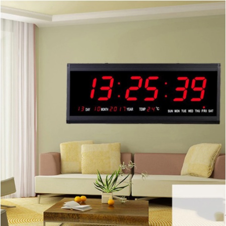 [lacooppiabcMY] Large Digital LED Wall Clock Office with Day Date 12 ...
