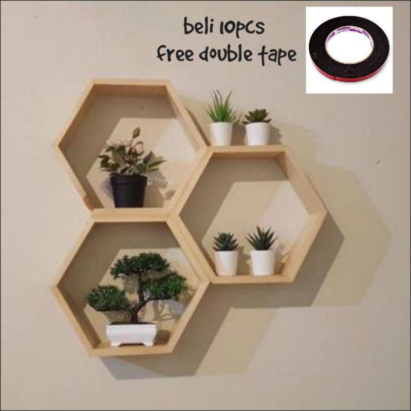 HONEYCOMB WOOD/ PLEATED KAYU (MINI) HIASAN DINDING SQUARE/HEXAGON (WITH ...