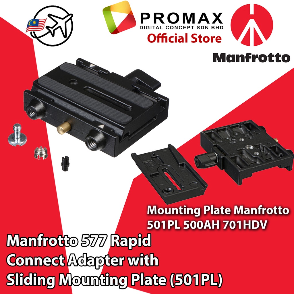 Manfrotto 577 Rapid Connect Adapter with Sliding Mounting Plate (501PL ...