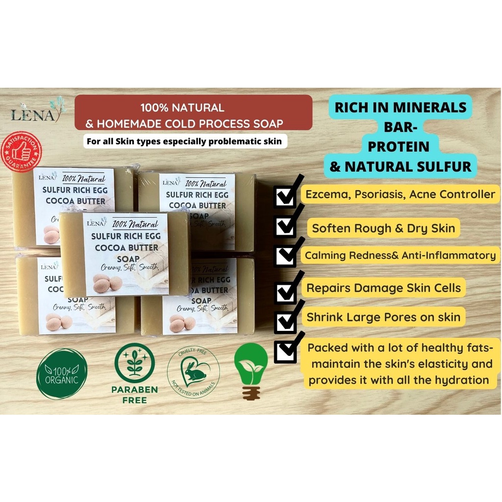 Eczema Soap with natural Sulfur, Fresh Eggs & Cocoa Butter 90G+/- for ...
