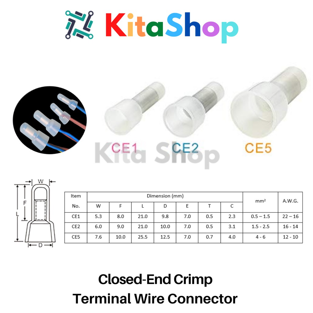 Closed End Crimp Terminal Wire Connector | Shopee Malaysia