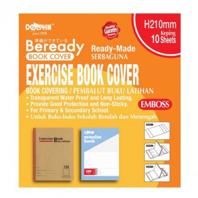 Dolphin Beready Ready-Made Pembalut Buku Book Cover Wrapper 10 Sheets ...