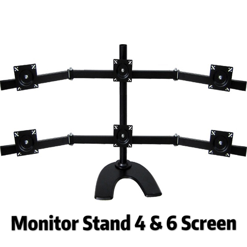 Public Monitor Arm Stand For 2 / 3 / 4 / 6 Screen LCD Quad Desk Multi ...