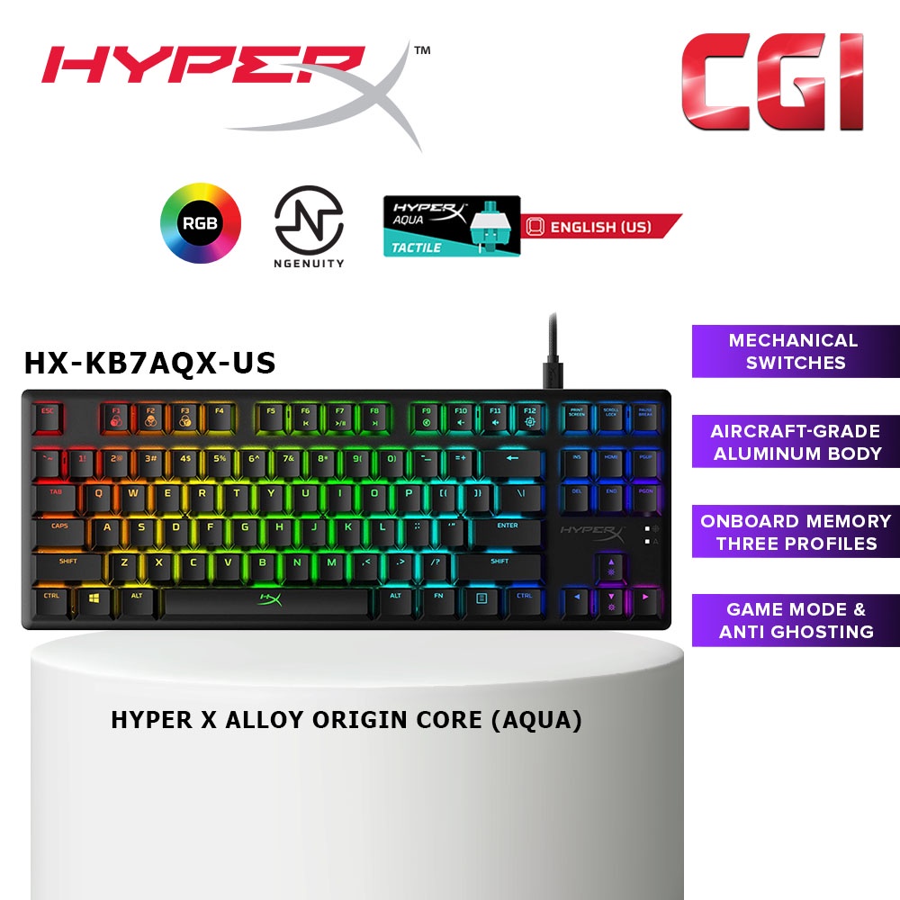 HyperX Alloy Origins Core Mechanical Gaming Keyboard - Aqua Key (HX ...