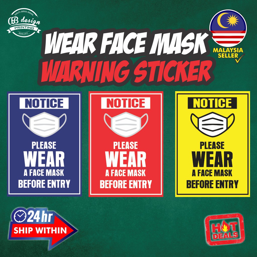 SOP STICKER WEAR FACE MASK WARNING SIGN READY STOCK | Shopee Malaysia