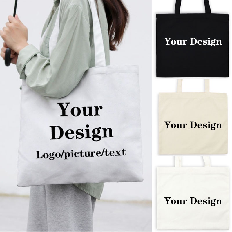 Custom Tote Bag Add Your Text / Logo / Picture Original Design Shopping ...