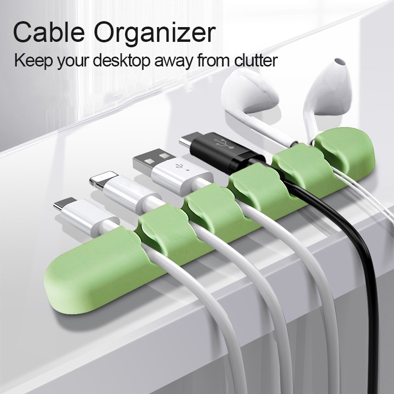 Cable Organizer Silicone USB Cable Winder Desktop Tidy Management Clips Cable Holder for ...