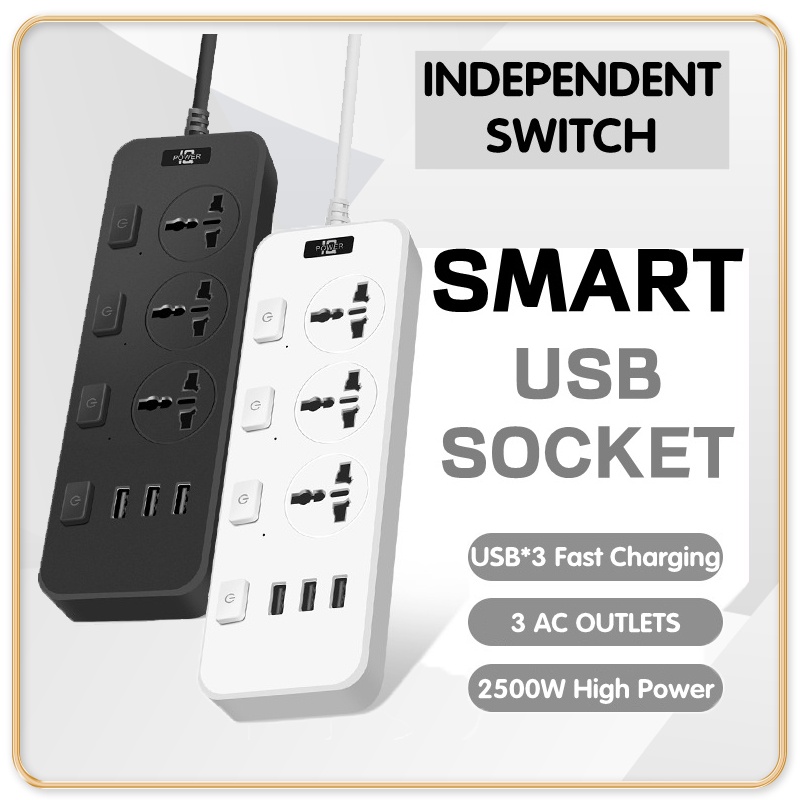 Universal Power Socket Extension with USB Ports USB Smart Socket TB-T14 2500W UK Plug ...
