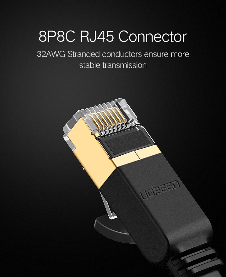 UGREEN Cat7 Flat Ethernet LAN Cable 10Gbps 600Mhz 32AWG 6.3 mm UTP Gold ...