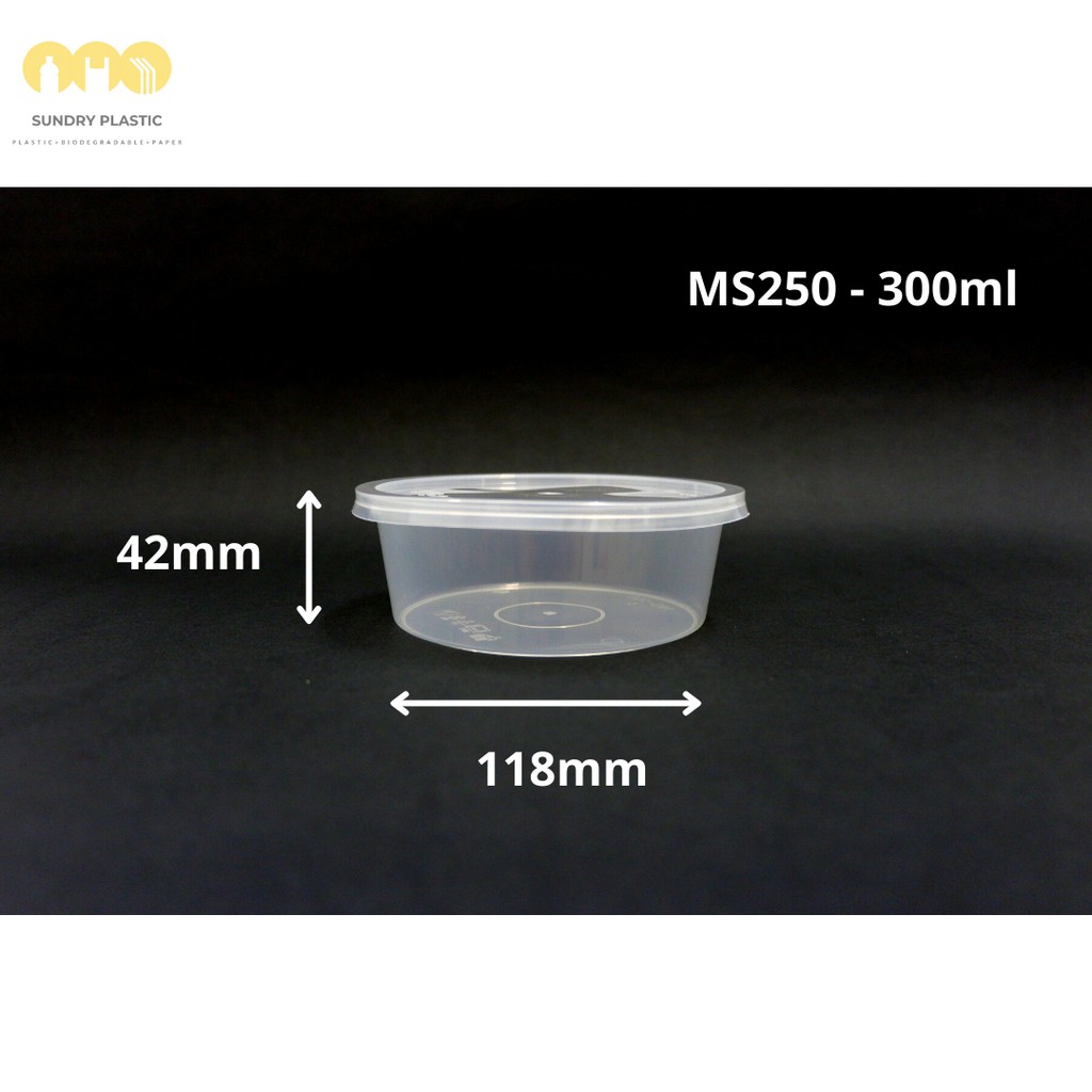 MS250 [MICROWAVABLE] Round Plastic Food Container / Pudding Cup With ...