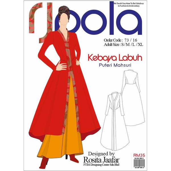 POLA PAKAIAN BAJU KEBAYA LABUH PUTERI MASHURI 73 RJPOLA ROSITA JAAFAR ...