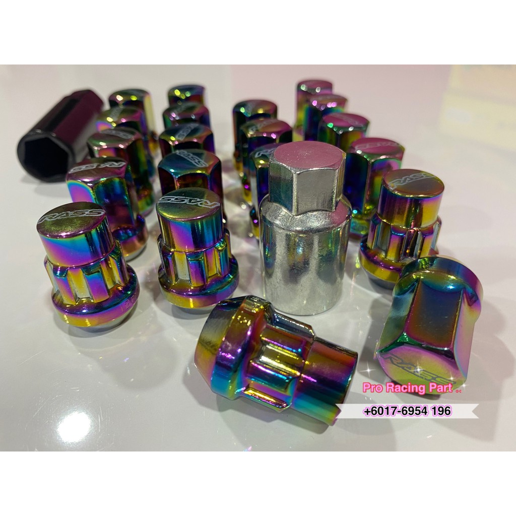 Taitenium RainBow Rays Nut Racing Wheel Nut Short Steel Tyre Nut Wira ...