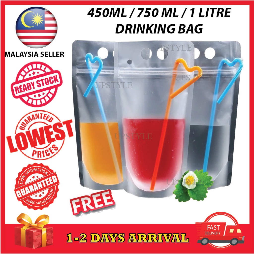 Food Translucent Ziplock Drinking Plastic Bag 10pcs/set Beverage Seal ...