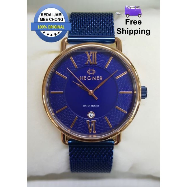 (Men) 100% ORIGINAL HEGNER 8-165022GBPR Blue Dial,Rose Gold Case ...