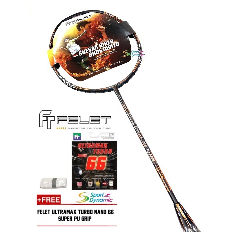 Felet Aero Carbon Lite Badminton Racket (Orange) [ FREE FELET ULTRAMAX ...