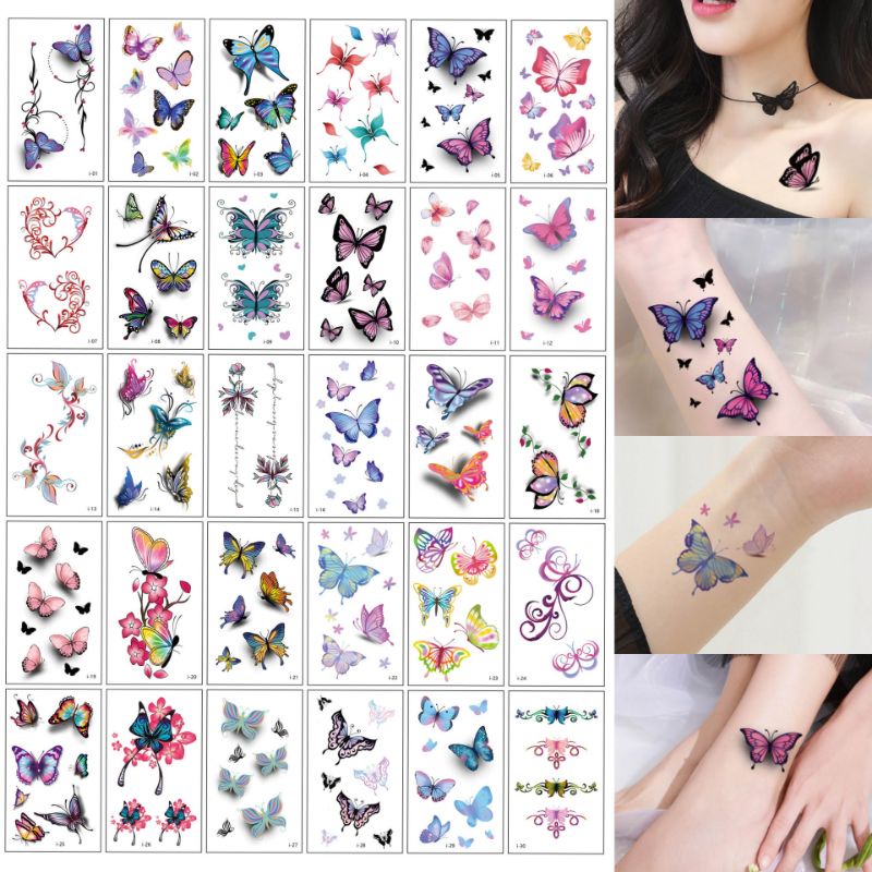 Tattoo temporary Tattoos Colored Butterfly aesthetic Cute Tattoo ...
