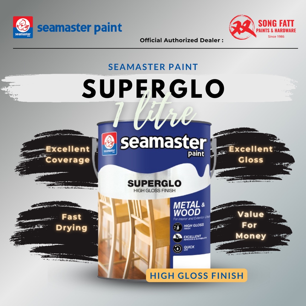 Seamaster Paint SUPER GLO 6600 Standard (WHITE/COLOUR) 1L Wood & Metal ...