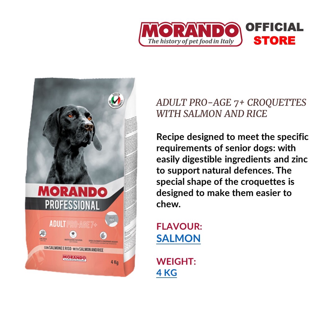 MORANDO PROFESSIONAL Adult Pro-Age 7+ Croquettes With Salmon And Rice ...