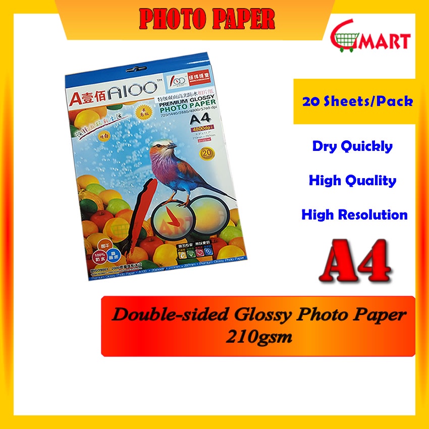 A100 Double-sided Glossy Photo Paper 210gsm (20 sheets) | Shopee Malaysia