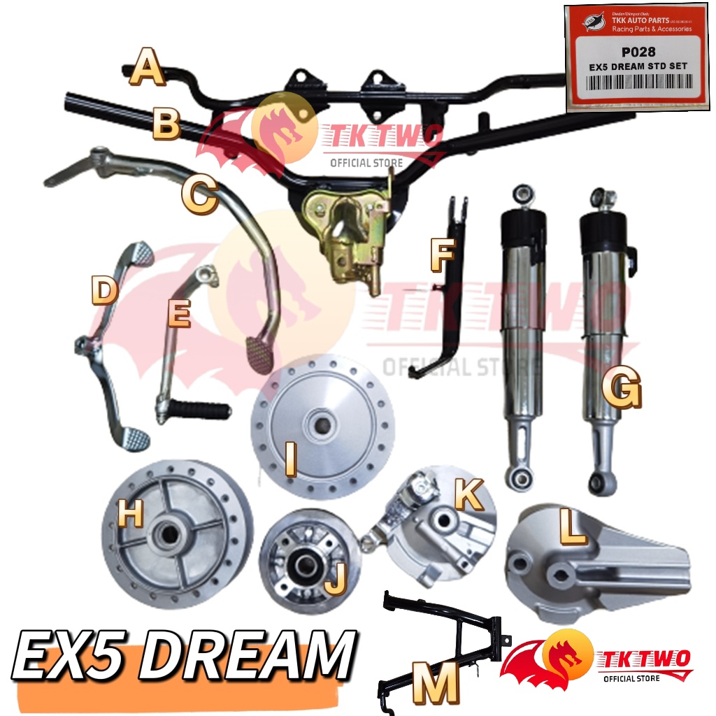 (P028) EX5 DREAM STANDARD SET HANDLE BAR / SIDE STAND / GEAR LEVER ...