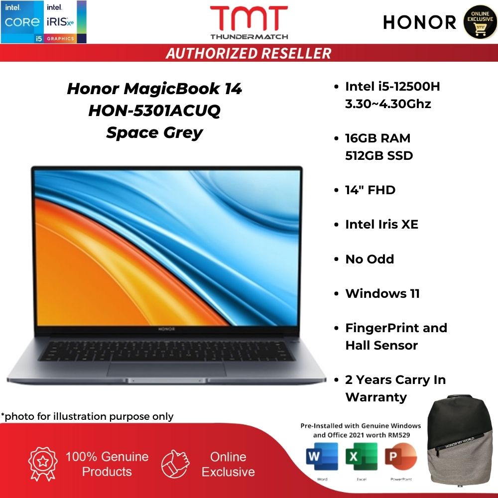 Honor MagicBook 14 HON-5301ACUQ Space Grey Laptop | i5-12500H | 16GB ...